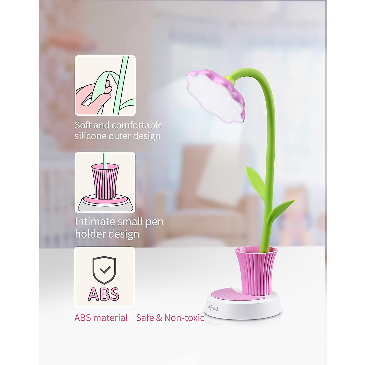 OCOOPA Kids Desk Lamp for Girls, Pink (Pink)