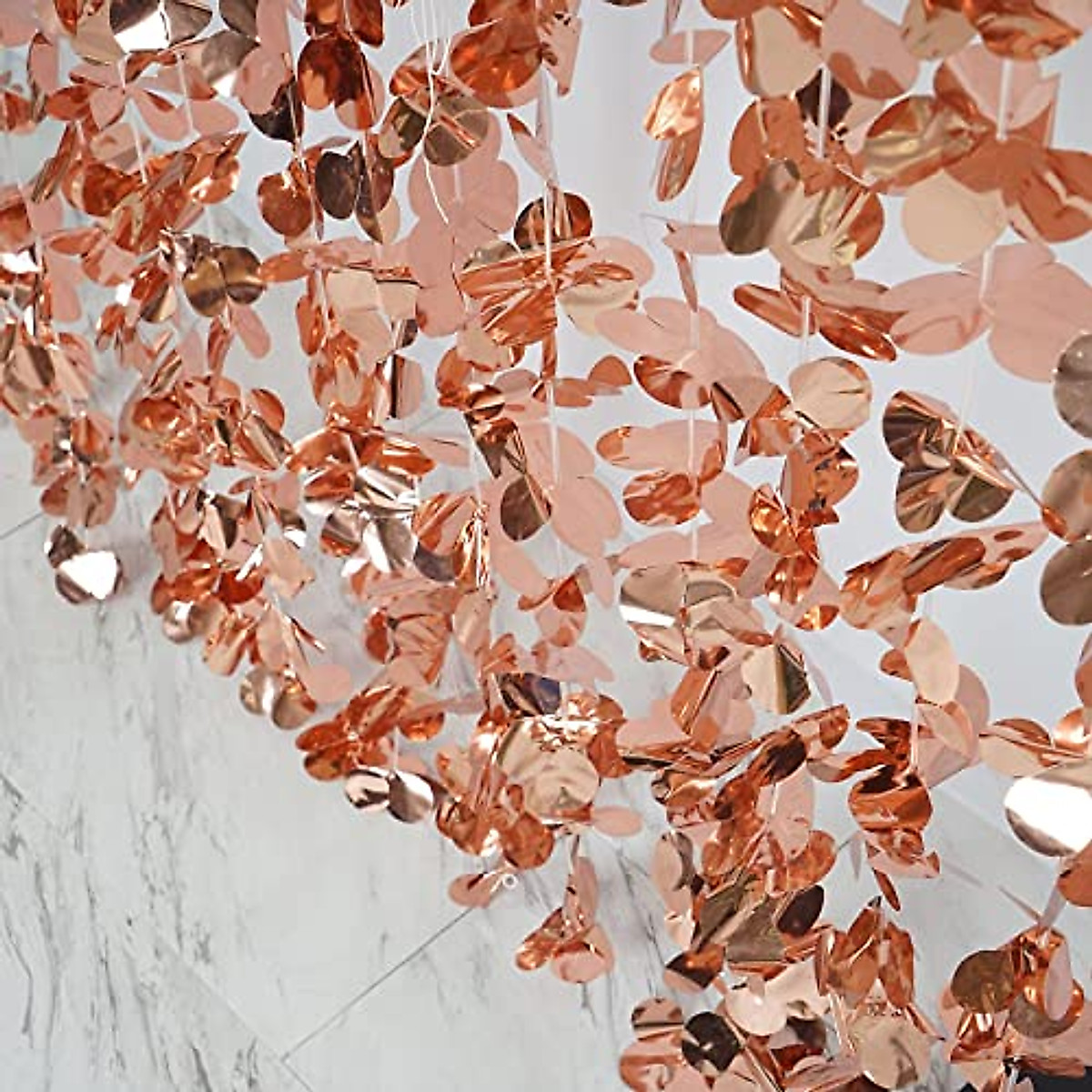 Efavormart 6 ft x 6 ft Flower Garland Backdrop Curtain for Wedding Birthday Party Banquet Event Decoration - Rose Gold