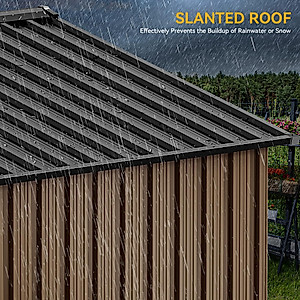 DWVO 10x8 FT Outdoor Storage Shed - Spacious Garden Tool Shed with Lockable Door - Durable Metal Yard Shed for Garden, Patio, and Backyard (Brown)