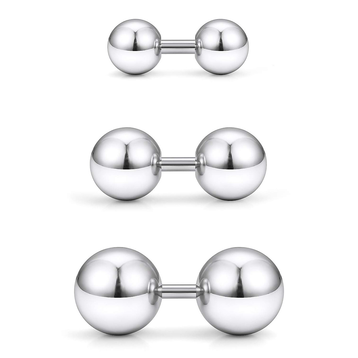 Yaalozei 12G Big Piercing Balls PA Ring Piercing Jewelry 316L Surgical Stainless Steel Externally Threaded Straight bar Barbell Tragus Helix Ring Cartilage Lobe Earring piercing Jewelry Women Men 6mm
