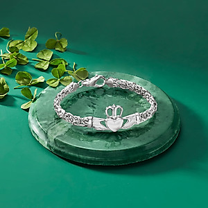 Ross-Simons Sterling Silver Byzantine Claddagh Bracelet. 7 inches