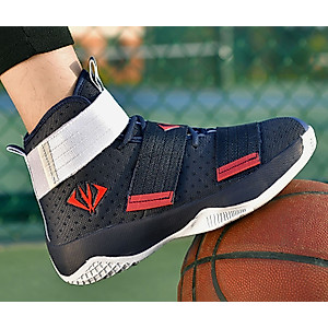 YAXE Women's Fashion High Top Sneakers Running Tennis Basketball Shoes Size 7/6 Blue Red