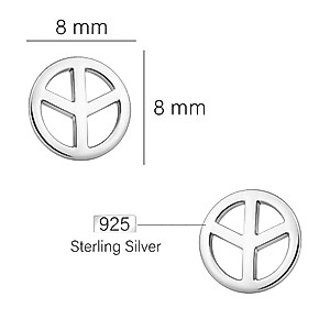 SOFIA MILANI - Solid 925 Sterling Silver Earrings for Women - Peace Hippie Stud Earrings - 20756
