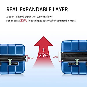 Fochier 3 Piece Expandable Luggage Set with TSA Lock, Hard Shell Rolling Suitcase Set with 4 Spinner Wheels for Women Man, 20 24 28 Inch