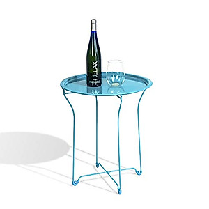 Atlantic urbSPACE Metal Side Table - Stylish Folding Tray Table, Sturdy Steel Construction with Wear-Resistant Powder Coating, PN in Capri Breeze
