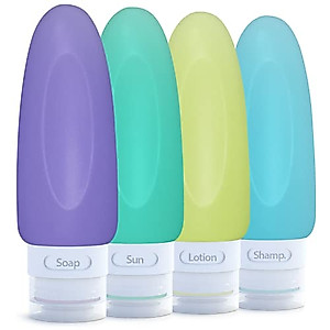 Dot&Dot Leak Proof Travel Bottles for Toiletries - 4 Pack Silicone Travel Toiletry Bottles - Travel Shampoo and Conditioner Bottles with TSA Quart Bag - 3 oz Travel Size Bottles