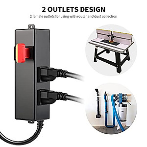 Ortis 125V Multi-Purpose Router Table Switch with 2 Outlets, Perfect for Any Router Table, Easy Installation