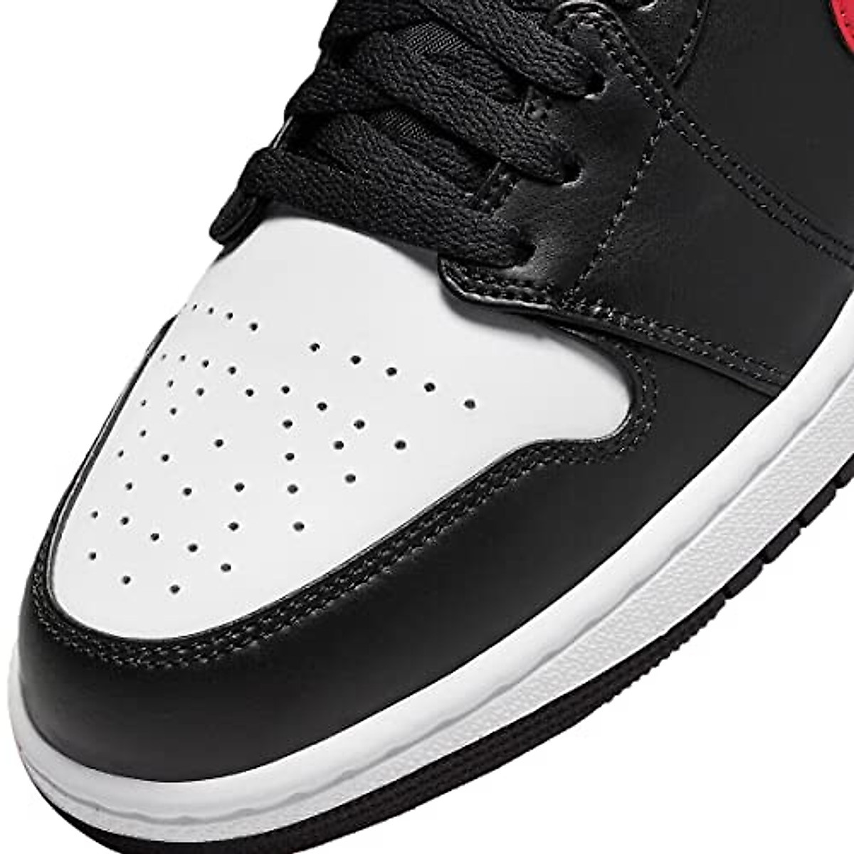 Jordan Men's Air Jordan 1 Low Sneaker, Black/Fire Red-white, 10.5