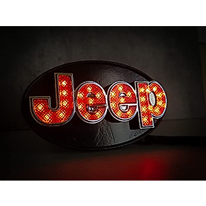 Autogem Compatible/Replacement for LED Light Hitch Receiver Covers Officially Licensed Jeep Hitch Cover (Black/Chrome)