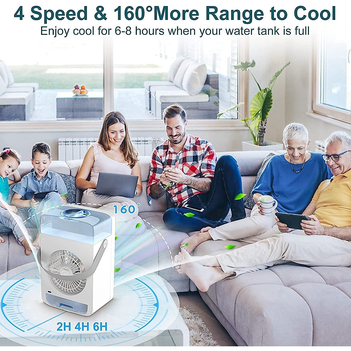 Air Conditioners Portable 2024,Mini Air Conditioners Portable for Room,Oscillating Small Mini AC with Timer,4 Speeds 2 Cool Mist,180°Oscillation Mini Air Conditioners for Room Kitchen