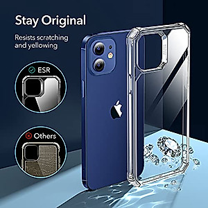 ESR Air Armor Compatible with iPhone 12 Mini Case [Military-Grade Drop Protection][Shock-Absorbing Corners] [Anti-Yellowing Hard Back] [Scratch Resistant] [Flexible Frame] 5.4", Crystal Clear