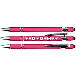 Greeting Pen Breast Cancer Awareness Pens- Soft Touch, 3 Design 6 Pen Set 36082