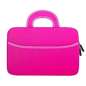 MoKo 8-10.1 Inch Kids Tablet Sleeve, Neoprene Zipper Carrying Case Bag Fits iPad Pro 11", iPad 10.2, Tablet with Accessory Pocket - Magenta