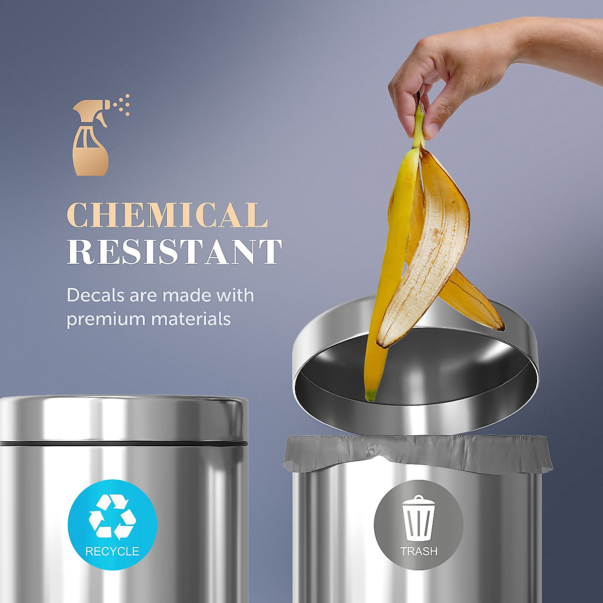 VBAP CORP Recycle Trash Bin Sticker - (Pack of 4) 3" Round Logo Sign Decal Labels Self-Adhesive Vinyl Laminated. Waterproof Indoor and Outdoor (Sky Blue/Gray)…