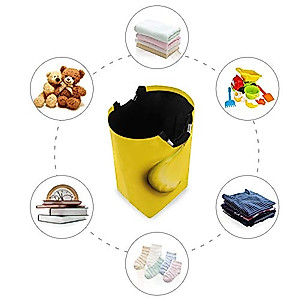 GOODOLD Large Storage Laundry Hamper,Collapsible Waterproof Dirty Clothing Bag with Handle for College Dormitory Bathroom Cloakroom Children's Room（Yellow Banana Fruit Art）