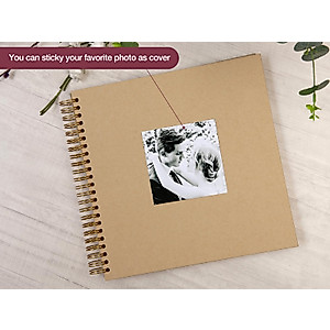 potricher 12 x 12 Inch Large DIY Scrapbook Photo Album 80 Pages Thick Kraft Blank Yellow Paper Memory Book for Wedding and Anniversary Family (Yellow, 12 Inch)