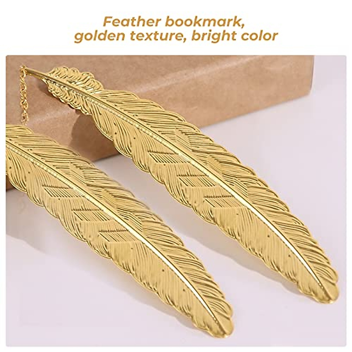 QEZEZA Metal Feather Bookmark, Handmade Gifts Bookmarks for Book Lovers, Teachers, Kids, Women and Men 2 Pack (Purple)