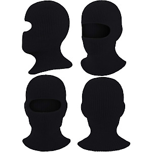 2 Pieces 1 Hole Ski Mask Knitted Face Cover Winter Balaclava Full Face Mask for Men Women Winter Outdoor Sports Black
