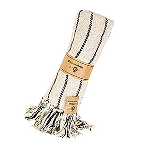 Chardin home Black and Ivory Oslo Throw with Fringes, 50 x 60 Inch, Perfect Scandinavian Throw Blanket for Couch, Bed, Camping, Beach & Everyday use