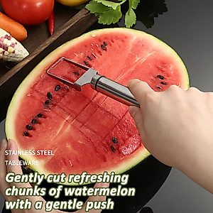 2 Pack Stainless Steel Fruit Cutter, 2-in-1 Portable Watermelon Fork Slicer Cutter Melon Cube Cutter Watermelon Fork Slicer Cutter Slicer Tool Quickly Fruit Forks Slicer for Home Kitchen Gadget