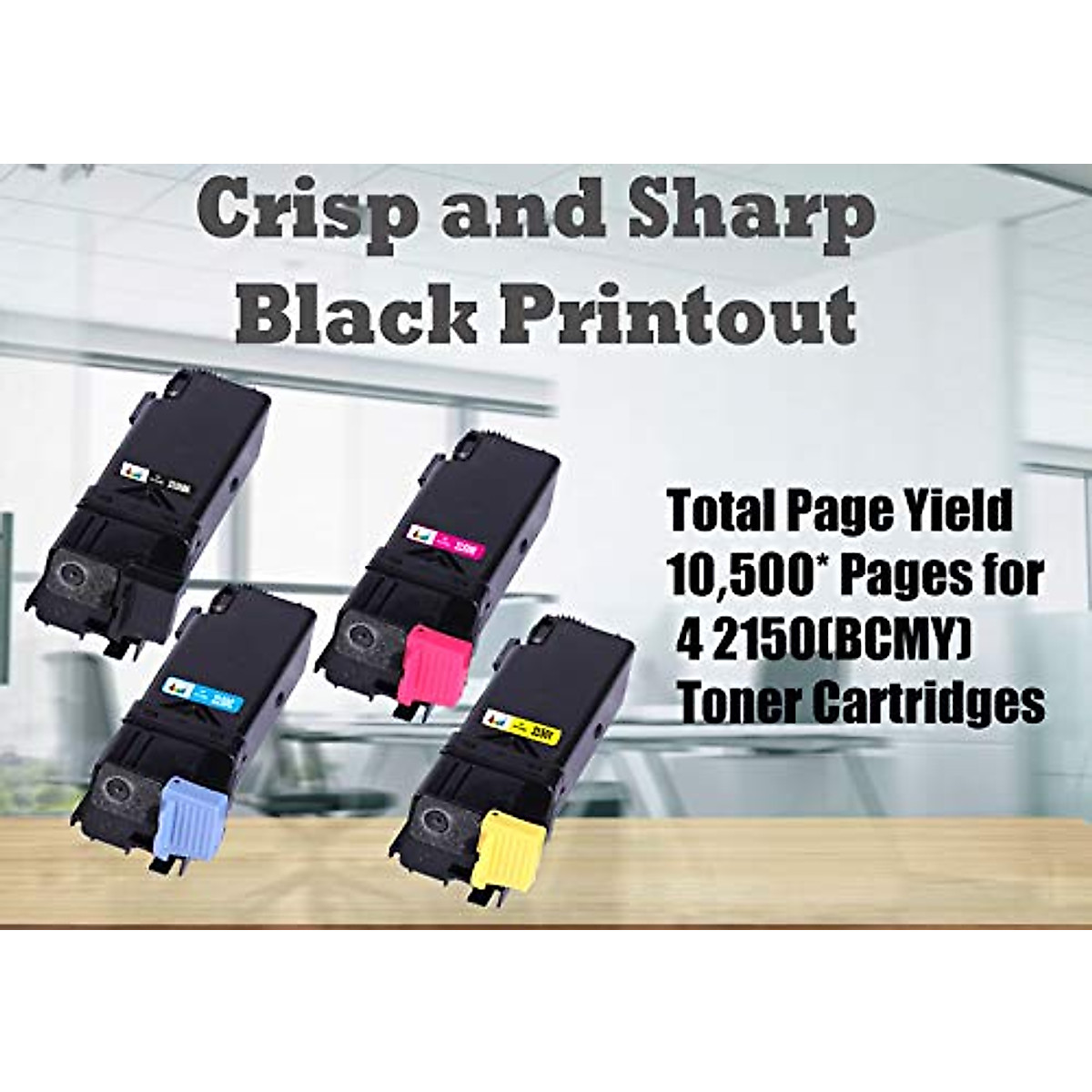 4-Pack 4Benefit Compatible Dell 2150 2150CN Toner Cartridge 2155 2155cdn (B/C Y/M) Used for Dell 2150CDN 2150CN 2155CDN 2155CN Laser Printer (Black, Cyan, Magenta, Yellow)