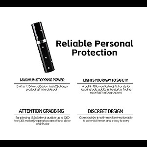 MagiCutlery Lipstick Stun Gun Flashlight Less Lethal Tazor Stun Baton Non Lethal Weapons Self Defense for Women Stun Fun Stun Stick Taxer Pistola Electrica Defensa USB Recharge, (Black)