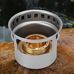 Alcohol Stove, Portable Aluminium Alloy Spirit Burner Easy to Hollow Bracket Sealing Ring with Storage Bag for Teapots(Grey)