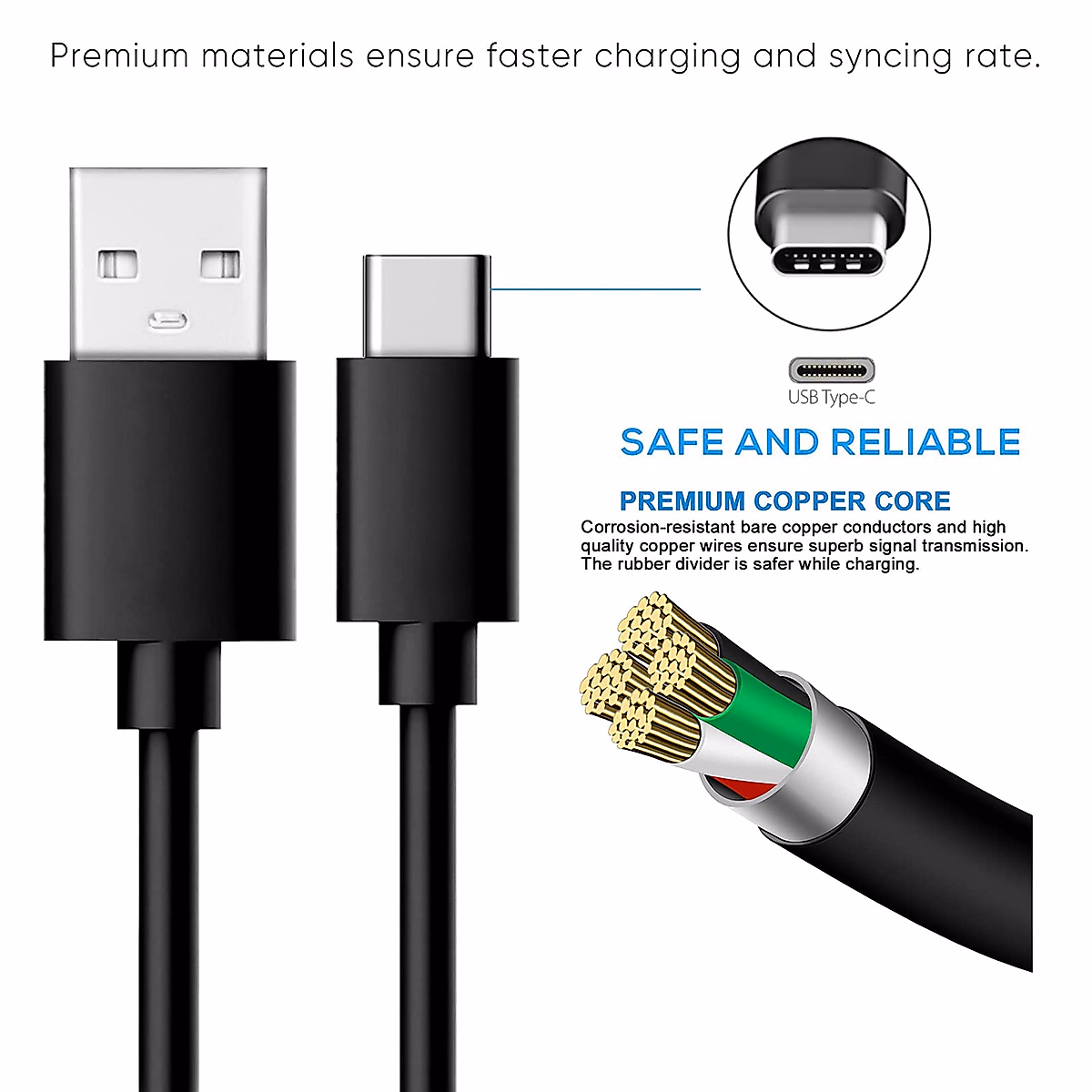 USB-C Charger Charging Cable Cord Compatible for Nebo Omni 2K 3K 2000, Slyde King 2K 500, 12K, Luxtreme, ThruNite T2 TT20 TC20 V2 Catapult V6, Olight Marauder 2 & More USB-C Charging Flashlight Cord