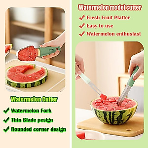 VRLOFY Watermelon Cutter Slicer Tool,3-in-1 Stainless Steel Watermelon Cutter Slicer Tool,Watermelon Popsicle Cutter Watermelon Fork Slicer Cutter Melon Cutter Watermelon Knife Fruit Cutter