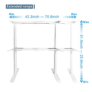 Fromann 3 Tier Oval Legs Dual Motor Electric Standing Desk Frame Height Adjustable Handset with USB A+ C Ports Sit Stand up Desk Base (White)