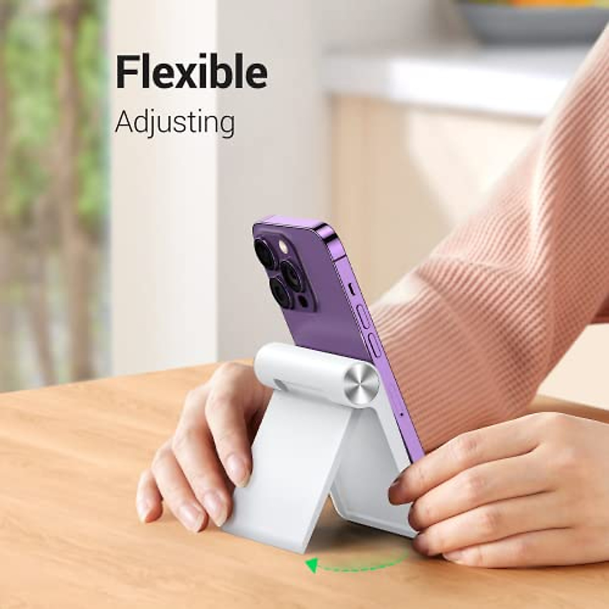 UGREEN 2 Pack Cell Phone Stand Desk Accessories Adjustable Foldable iPhone Stand Holder Desktop Compatible with iPhone 14 Pro Max 14 Plus 13 12 Pro 11 SE Galaxy S23 Ultra Black White