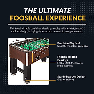 Hathaway Primo 56-In Foosball Table for Family Game Room - With E-Z Spin Bearings, Analog Scoring Units, Solid MDF Cabinet, Easy-Grip Handles & Adjustable Leg Levelers - Wood Grain Finish