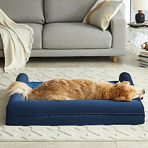 LNSSFFER Washable Dog Beds for Extra Large Dogs, XL Orthopedic Dog Sofa Bed with Removable Cover & Waterproof Lining, Pet Couch Bed with Sides, Memory Foam XL Large Dog Bed for Extra Large Dog, Blue