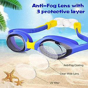 TOPLUS Kids Goggles, Goggles for Kids Swim Goggles Anti-Fog Leak Proof Kids Goggles for Swimming - Soft Silicone and Clear Vision