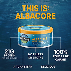 Wild Planet Albacore Wild Tuna, Sea Salt, Canned Tuna, Sustainably Wild-Caught, Pole & Line, 5 Ounce(Pack of 4)