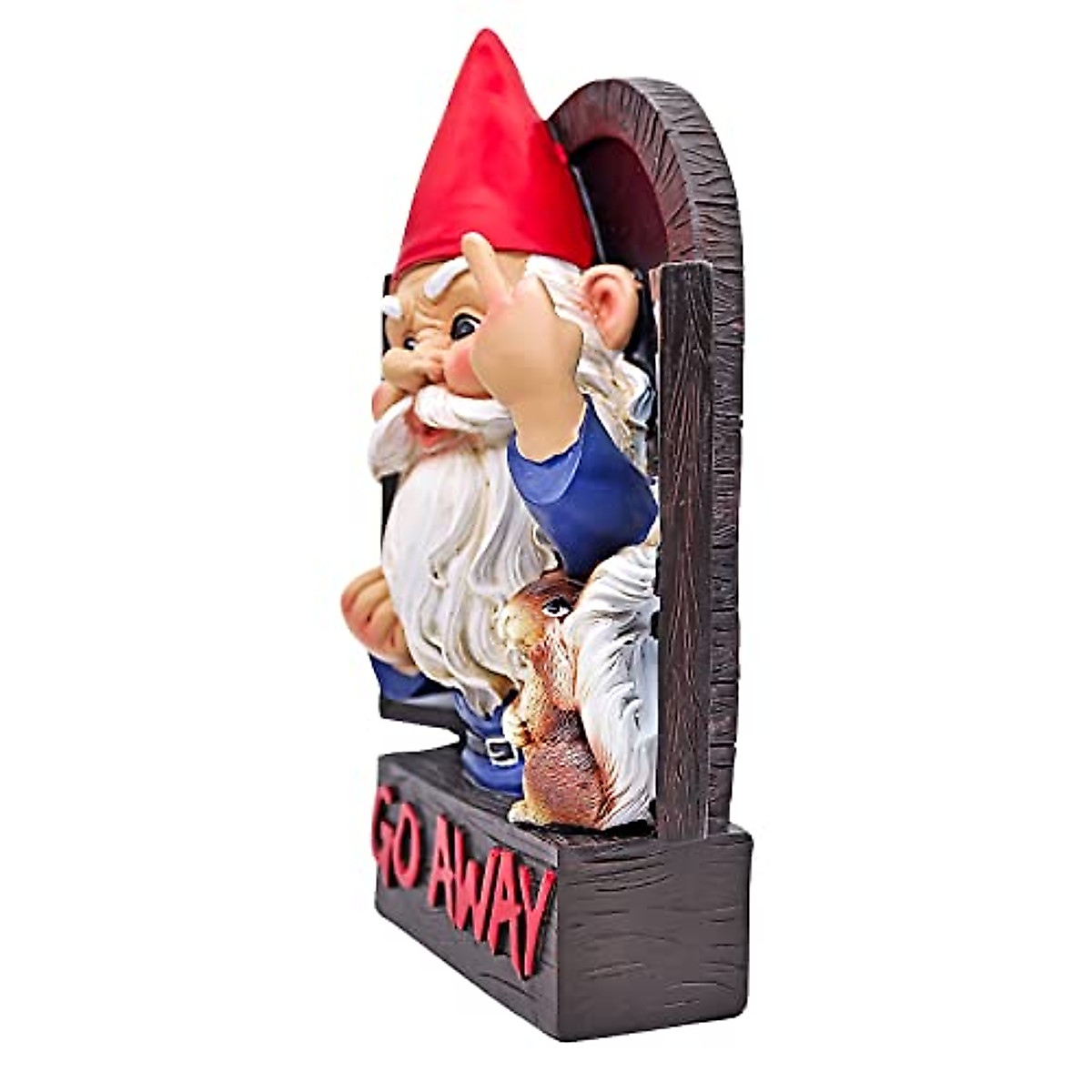 Go Away Rude Middle Finger Gnomes Statue Whimsical Grumpy Fantasy Naughty Gnome Figurine Flipping Off Guests Ceramic Resin Angry Dwarfs Fairy Garden Guardian Home Wall Tree Hanging Decor