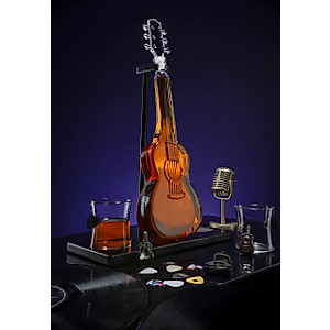 Guitar Whiskey & Wine Decanter & Mahogany Base - The Wine Savant 1000 ML Glass Decanter with 2 10oz Glasses 14" For Whiskey Music Lover & Guitar Player Gifts Musician Music Lovers