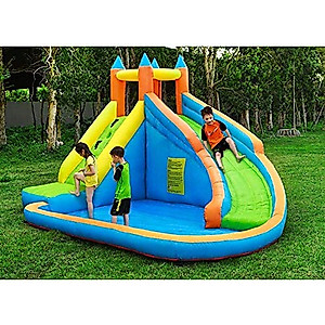 Inflatable Castle and Slide,S Children S Slides Inflatable Water-Spraying Small Rock Climbing Indoor and Outdoor Naughty Castles Square Children S Playground Colors 400 300 225Cm