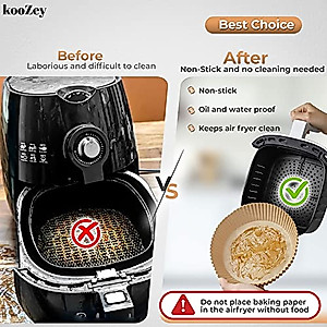 kooZey Disposable Paper Liner for Air Fryer- Non-Stick Parchment Paper for Air Fryer, Air Fryer Paper Liner, Airfryer Parchment Liners (100PCS 6.3IN)