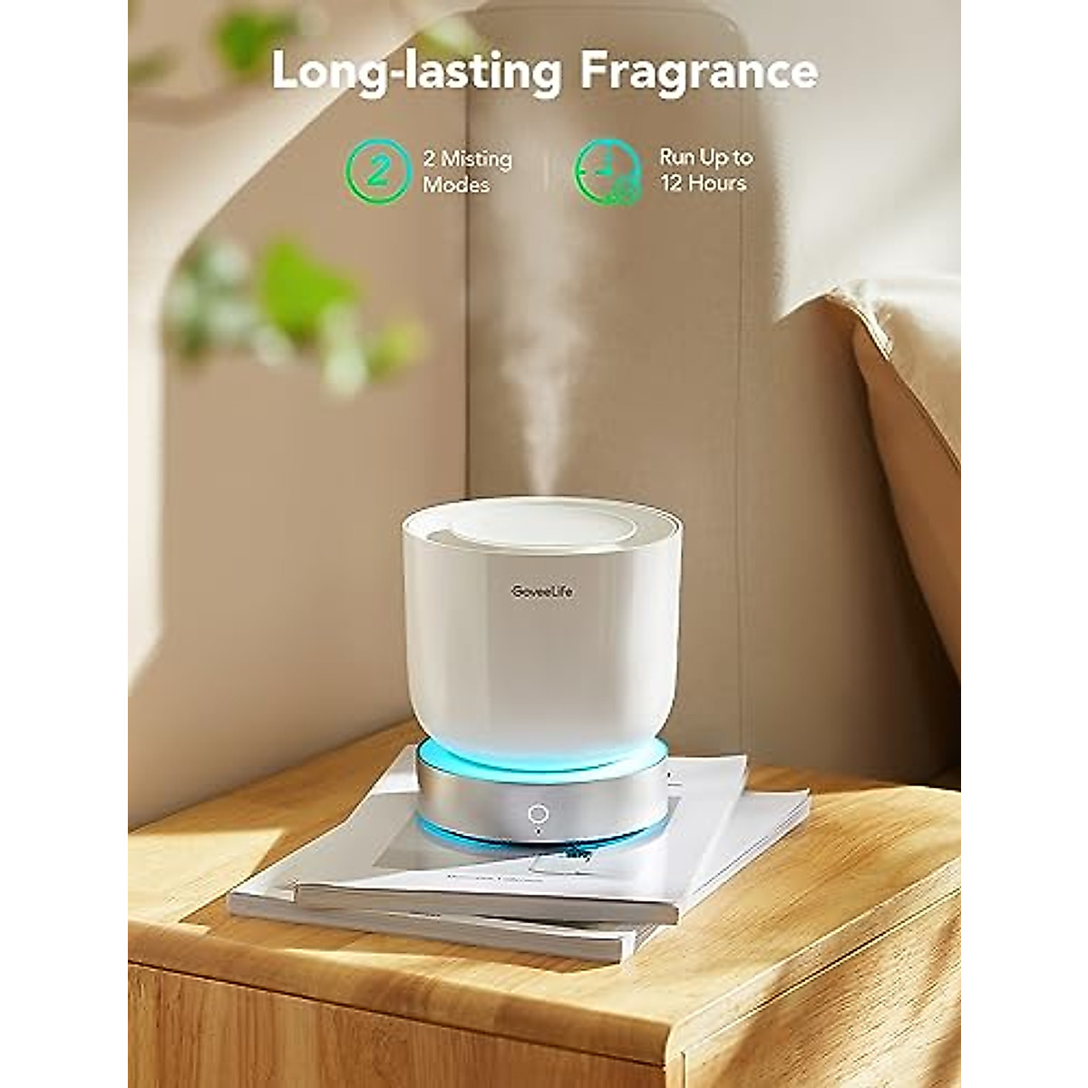 GoveeLife Smart Essential Oil Diffuser with Alexa Voice App Control for Home Office Bedroom, 300ml Quiet Cool Mist Aroma Diffuser with 2 Mist Modes, 24H Timer