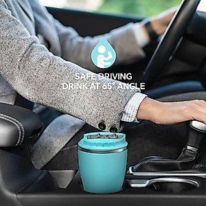 Ideus 14oz Stainless Steel Leak Proof Tumbler, Insulated Coffee Mug with Lid and Straw, Spill Proof Travel Coffee Cup, Double Wall Vacuum Flask for Adult Men and Women, Sky Blue