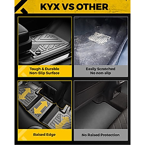 KYX All Weather Floor Mats for Toyota Tacoma Double Cab 2018-2023, TPE Rubber Car Floor Liners Full Set 1st and 2nd Row, Custom-Fit Car Mats for Toyota Tacoma Double Cab Odorless Non-Slip