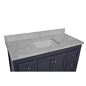 Abbey 48-inch Bathroom Vanity (Marine Gray/Carrara Marble): Includes Marine Gray Cabinet with Authentic Italian Carrara Marble Countertop and White Ceramic Sink