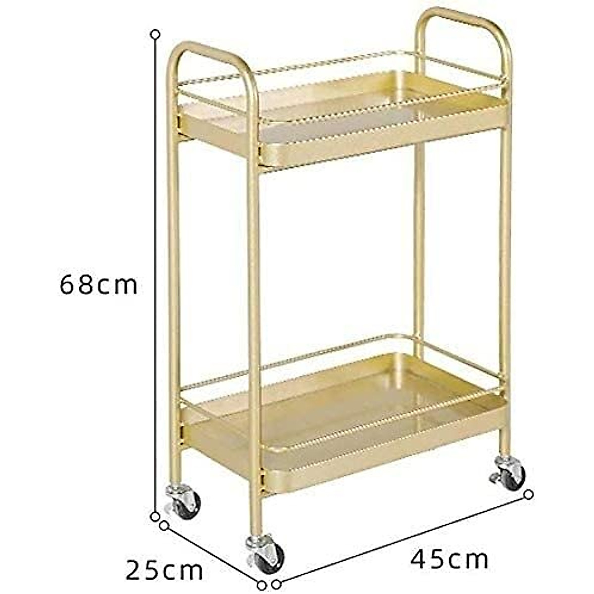 Utility Cart Lab Serving Cart, Medical Cart Iron Rolling Storage Cart, 2-Tier Shelf with Wheels,Beauty Salon Organizer ShelfNarrow Kitchen Trolley Supply Trolleys Rolling Cart