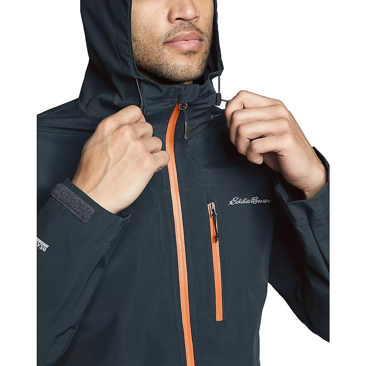 Eddie Bauer Men's Cloud Cap Stretch 2.0 Rain Jacket, Waterproof, Black, Small