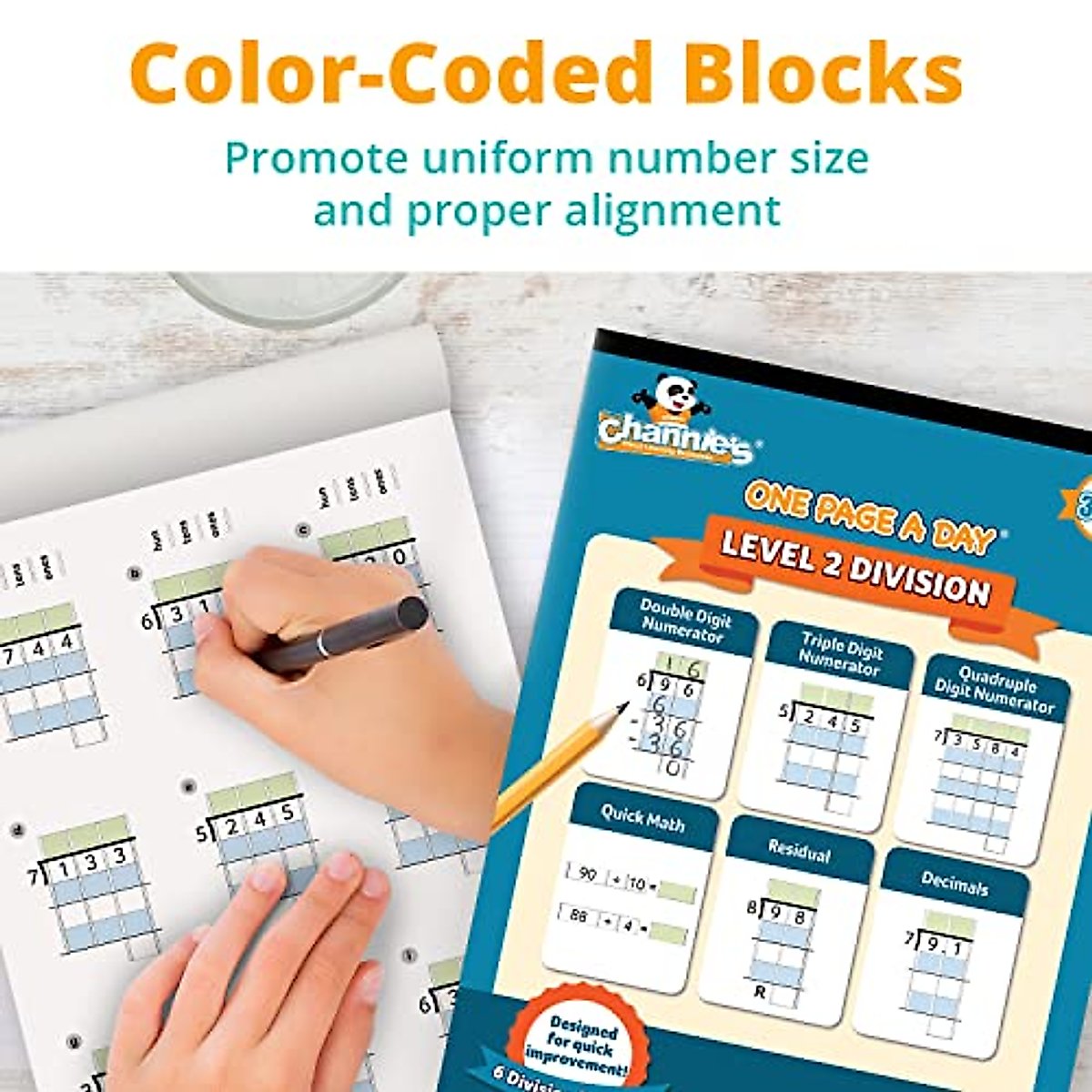 Channie’s One Page a Day Level 2 Division Workbook, Educational Math Activity Book for Kids, Ideal for 3rd to 5th Grade, 50 Pages of Level 2 Divisions for Daily Practice with Answer Sheets Included