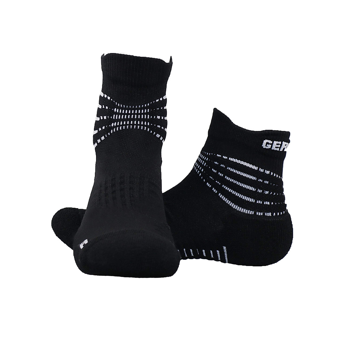 GermaPro 2 Pairs Multi-Sports Arch Compression Ankle Socks w/Moisture Wicking Anti-Stress Anti-Blister Fiber for Men & Women