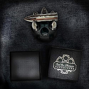 WHISKEY STONES EXTRA LARGE 6 PCS. STAINLESS STEEL SILVER BULLETS with Revolver Barrel Base Laser Engraved Ice Cubes Chillers Reusable Chilling Rocks Stone Gift Set for Men Father's Day Military Man.