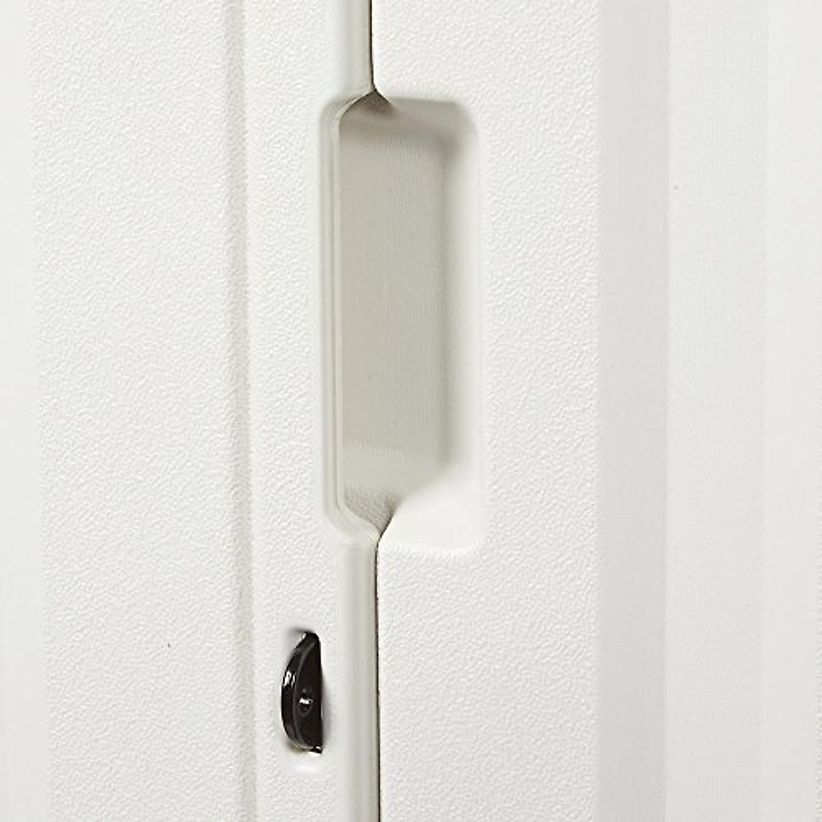 Rubbermaid Resin Weather Resistant Outdoor Storage Shed, 7 x 3.5 ft, Maple/Sandstone & Rubbermaid Resin Weather Resistant Outdoor Storage Shed, 5 x 2 ft, Sandalwood/Onyx Roof