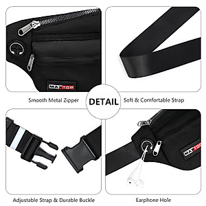 MAXTOP Large Crossbody Fanny Packs for Men Women Black Running Travel Belt Fashionable Waist Pack,Passport Bag for Yoga Gym Jogging Workout Fitness Exercise Dog Walking,Gift for Runner